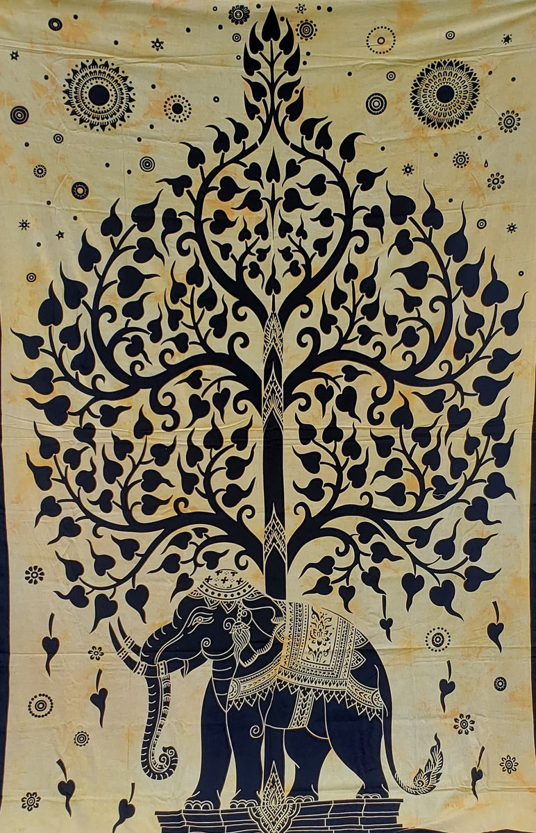 Tan Elephant Tree of Life Tapestry - Size Twin – Freebird Revolution
